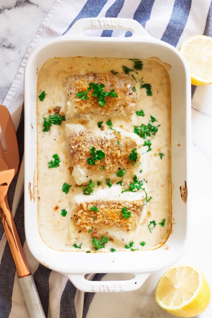 Creamy Lemon Garlic Baked Cod - Kit's Kitchen