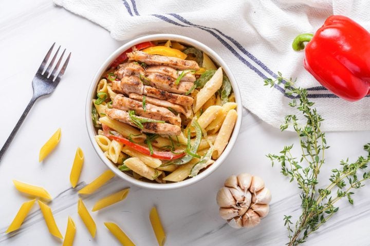 Rasta Pasta Recipe with Jerk Chicken (extra creamy!) - Kit's Kitchen