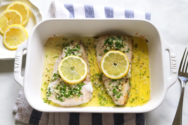 Baked Halibut Recipe with Lemon Garlic Butter - Kit's Kitchen